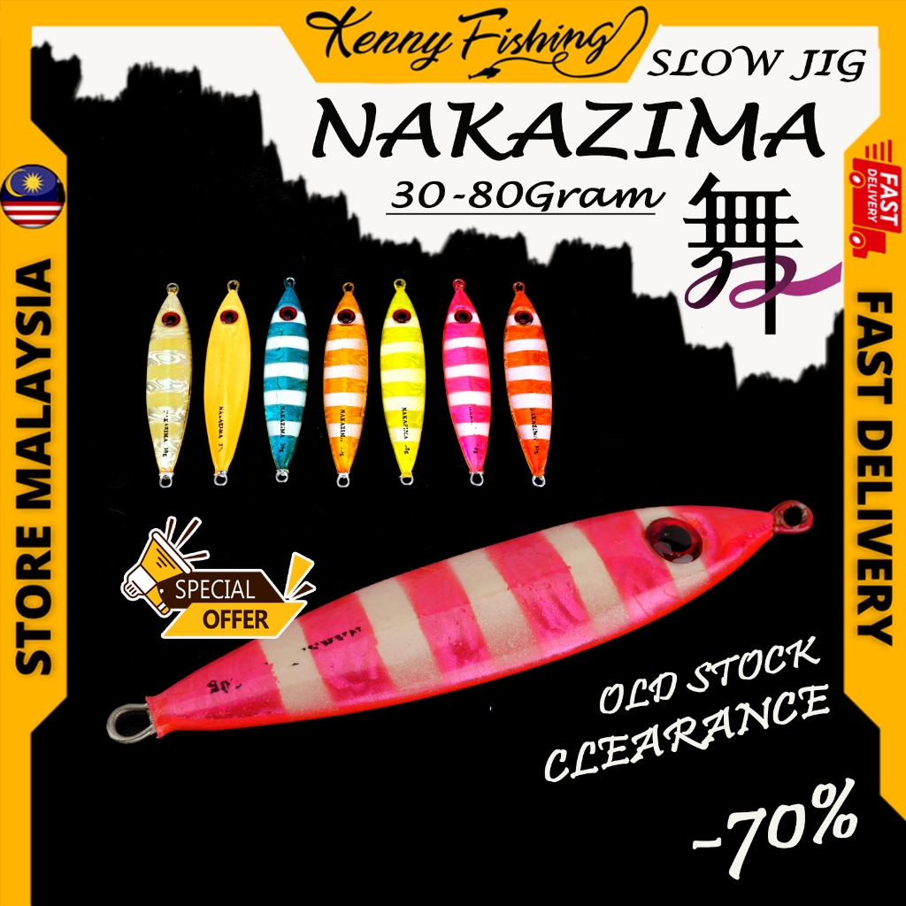 NAKAZIMA Slow Flat Jig 30 - 80g Metal Slow Jig 3D Eyes Laser Fishing Bait Fishing Trolling Lure ...
