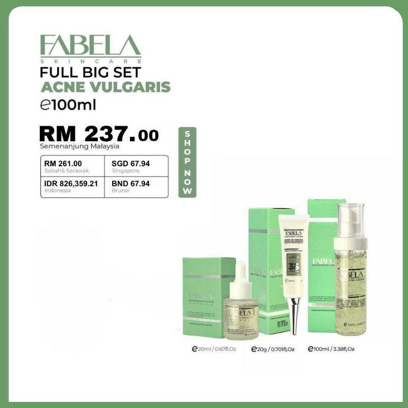 FULL BIG SET ACNE VULGARIS FABELA | Shopee Malaysia