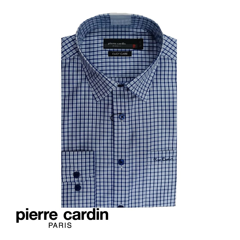 Pierre Cardin Mens Long Sleeve Check Shirt With Pocket (Regular Fit ...