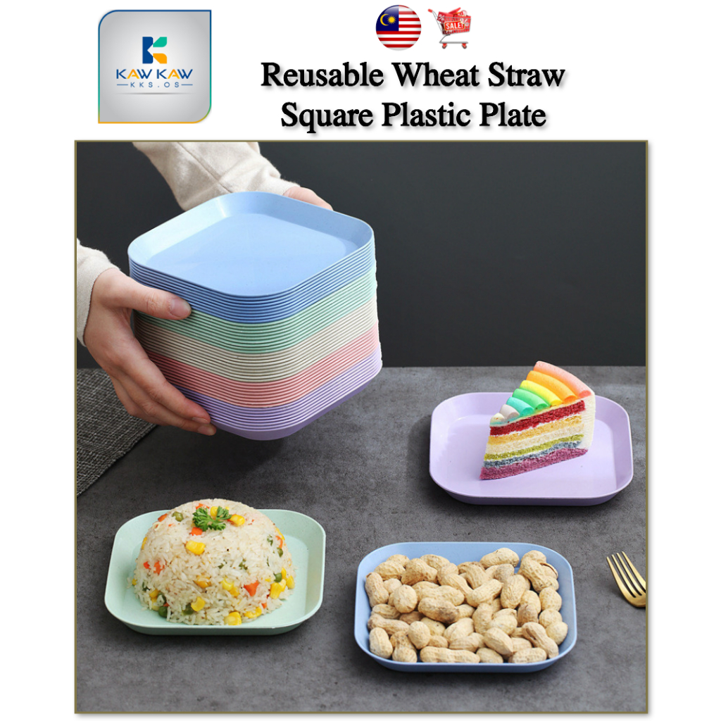 𝐊𝐊𝐒 𝐑𝐞𝐮𝐬𝐚𝐛𝐥𝐞 𝐖𝐡𝐞𝐚𝐭 𝐒𝐭𝐫𝐚𝐰 𝐒𝐪𝐮𝐚𝐫𝐞 𝐏𝐥𝐚𝐬𝐭𝐢𝐜 𝐏𝐥𝐚𝐭𝐞 🚚 Tableware Sauce Fruit ...