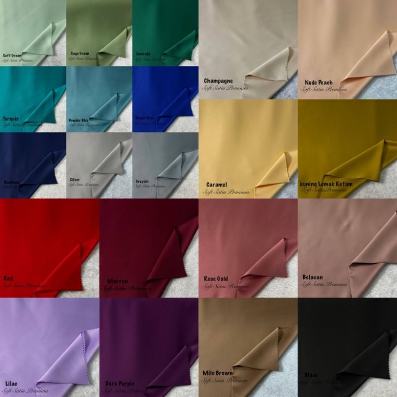 Valentino Dull Satin Plain(Bdg 45)-Grey,Maroon,Nude,Belacan,Sage ...