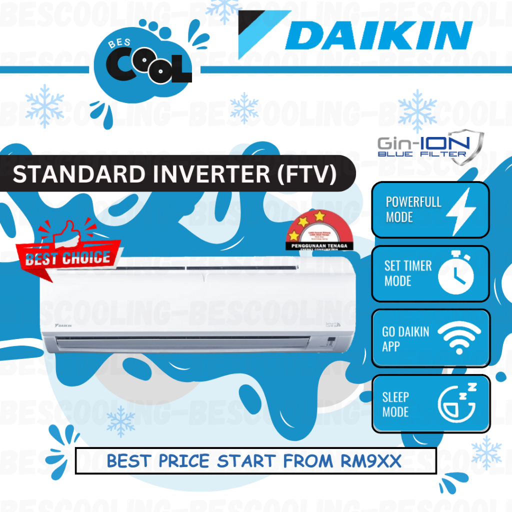 DAIKIN SMART CONTROL 1.0HP-2.5HP R32 AIR CONDITIONERS NON INVERTER FTV ...