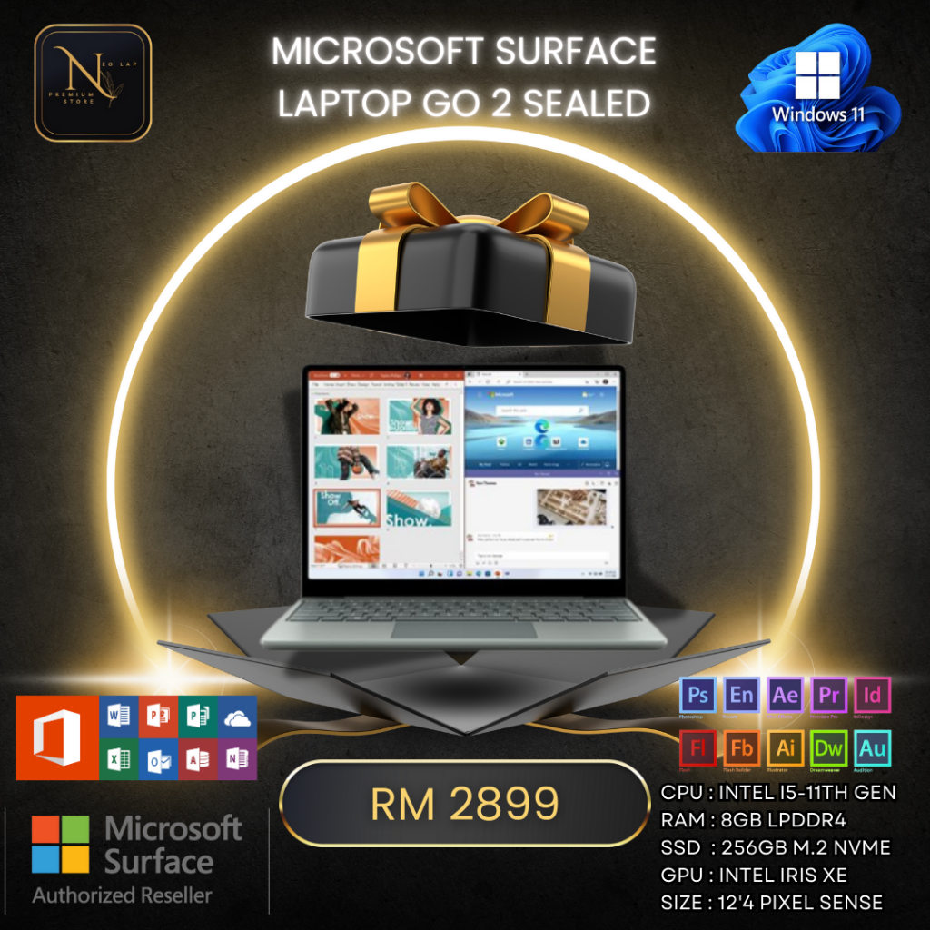 MICROSOFT SURFACE LAPTOP GO 2 SEALED BOX I5-11TH GEN 8GB RAM 256GB SSD ...