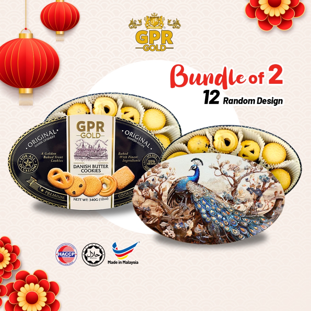 [Kombinasi Kembar CNY]GPR Gold Biskut Mentega 100% Tulen(340g x2) Butter Cookies - 12 Rekaan ...