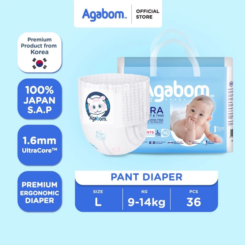 Ready stock Agabom Baby Diapers Tape/L Pants All Size Ultra Magic-Thin ...