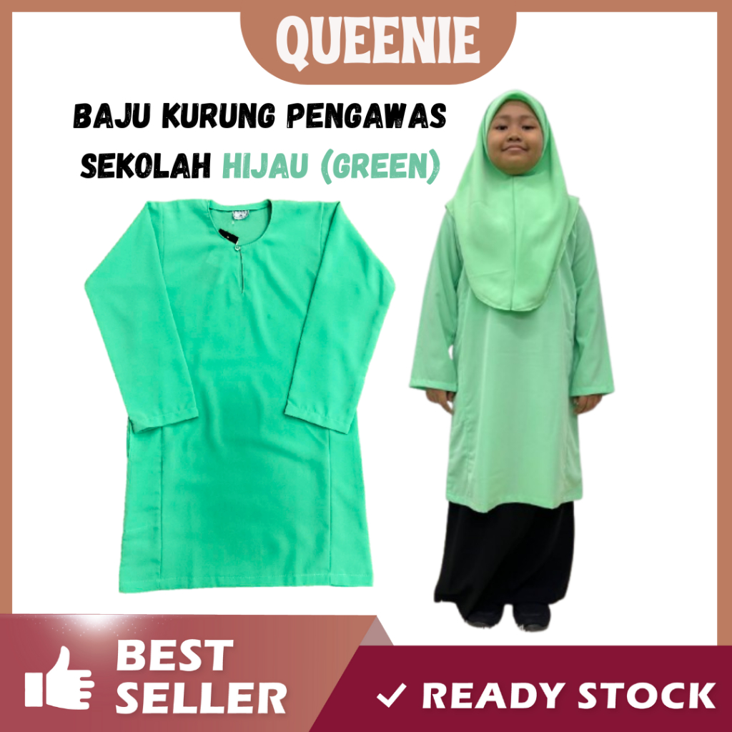 Baju Kurung Pengawas Sekolah Hijau Licin Ventino Size 28-44 - Pakaian ...