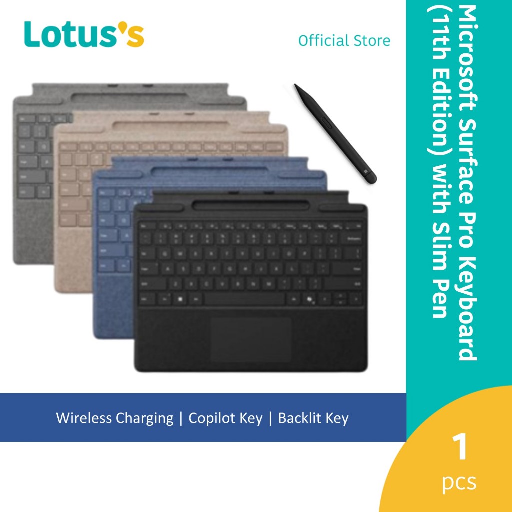 Microsoft Surface Pro Keyboard (11th Edition) with Slim Pen [8X6-00182 ...