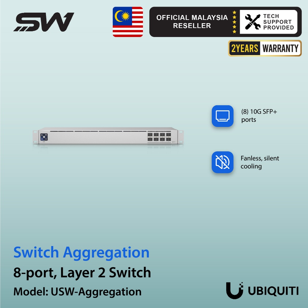 UBNT USW-Aggregation - An 8-port, Layer 2 switch made for 10G SFP+ connections. | Shopee Malaysia
