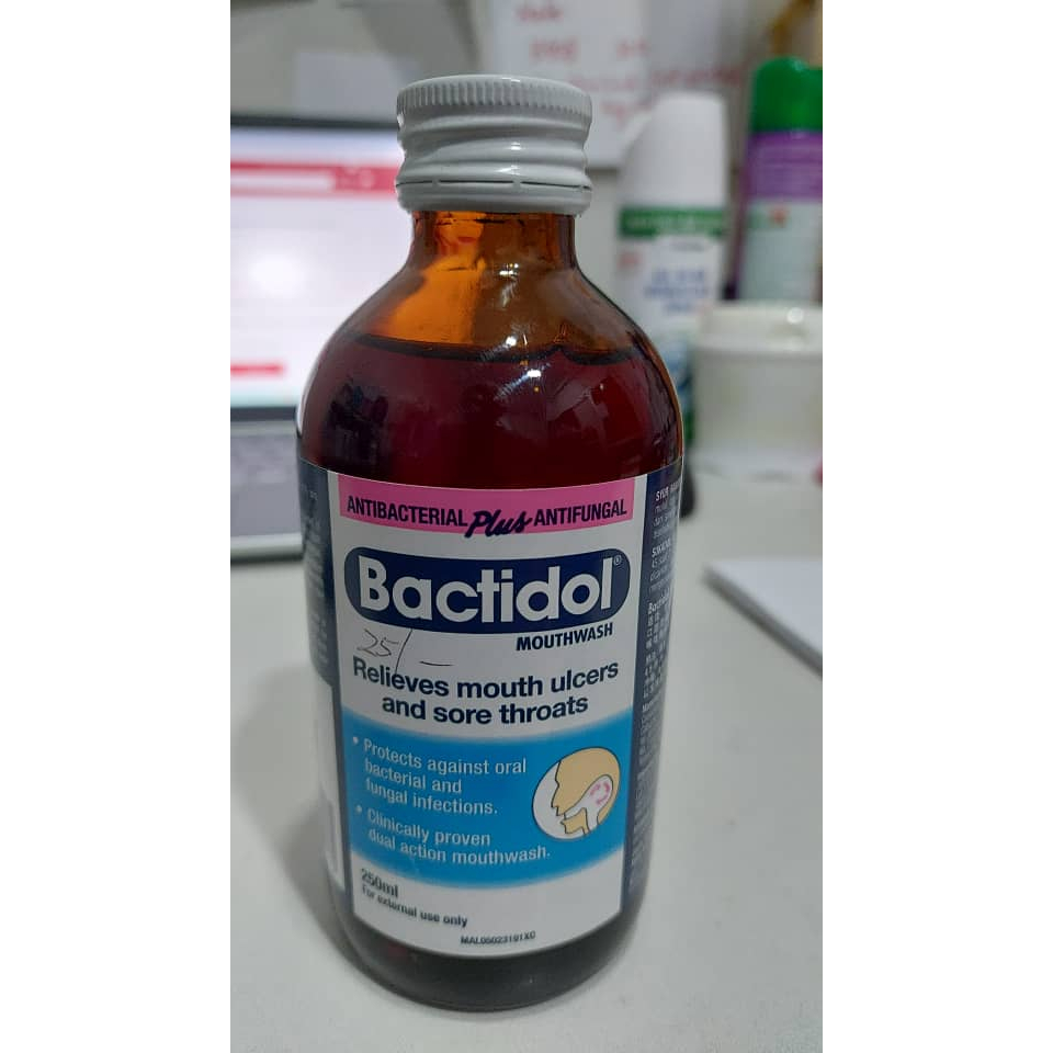 Bactidol Sore Throat & Ulcers Fast Relief Mouthwash (250ml) expiry ...
