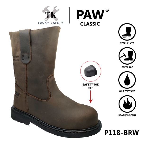 P118-BRW [ PAW CLASSIC ] MEN'S HEAVY DUTY SAFETY BOOT / KASUT KERJA ...