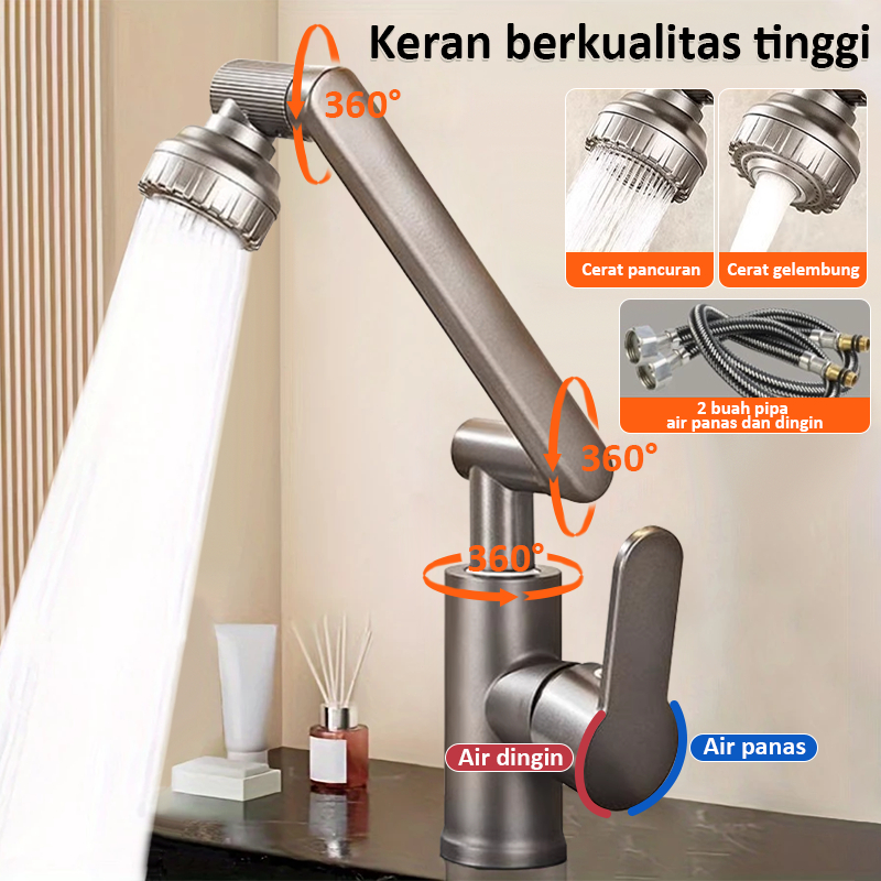 Stainless Steel Kitchen Faucet 1080°Rotating Single Cold Faucet Pillar ...