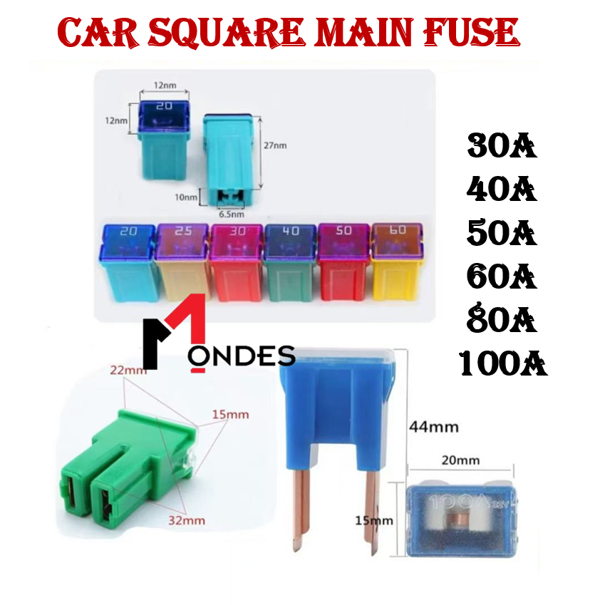 CAR SQUARE MAIN FUSE 30A 40A 50A 60A 80A 100A | Shopee Malaysia
