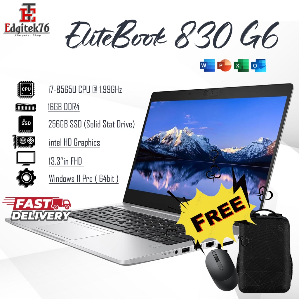 Hp EliteBook 830 G6 intel i7-8565U CPU @ 1.99GHz - 16GB RAM - 256GB SSD ...
