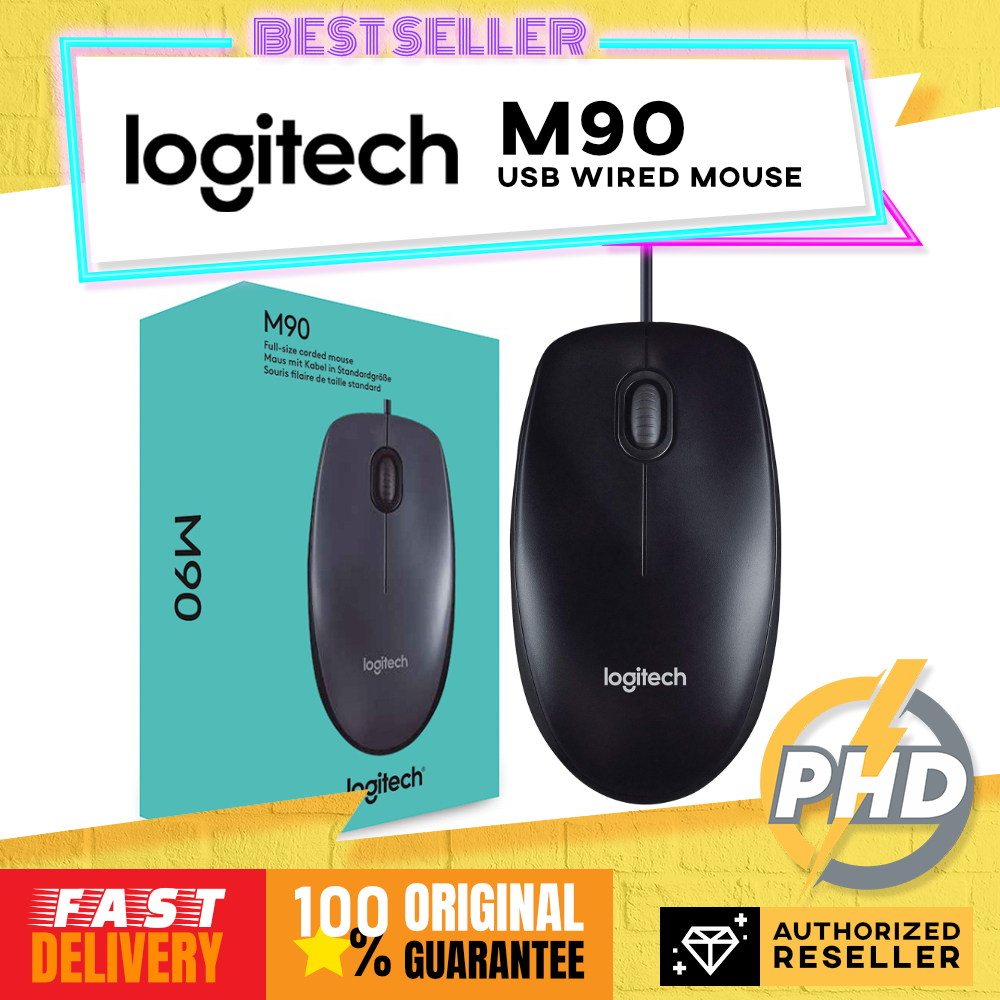Logitech M90 Wired USB Mouse, 1000 DPI Optical Tracking, Ambidextrous ...