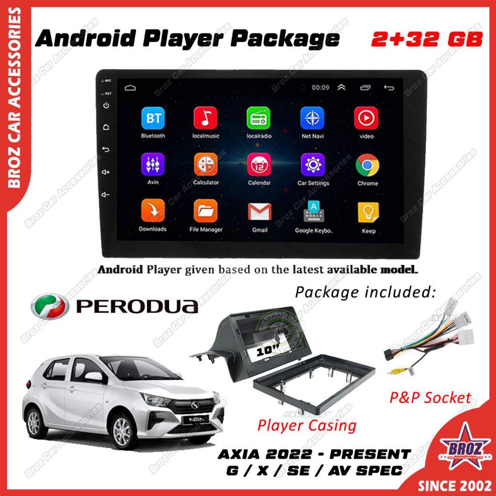 2+32 GB Android Player For Perodua Axia New 2022 - Now MP5 Quad Core ...