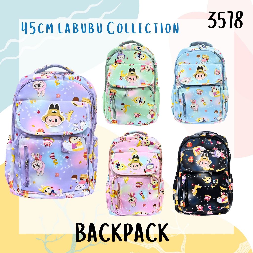 45CM LABUBU Design School Korea Backpack / Beg Galas Sekolah Rendah ...