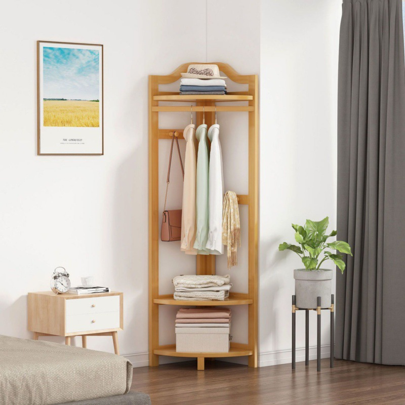 Curved semi-circular integrated simple hanger with corner storage and ...