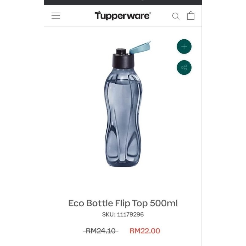 Eco Bottle 500ml FlipTop Tupperware Botol Air 500ml Warna Hitam Black ...