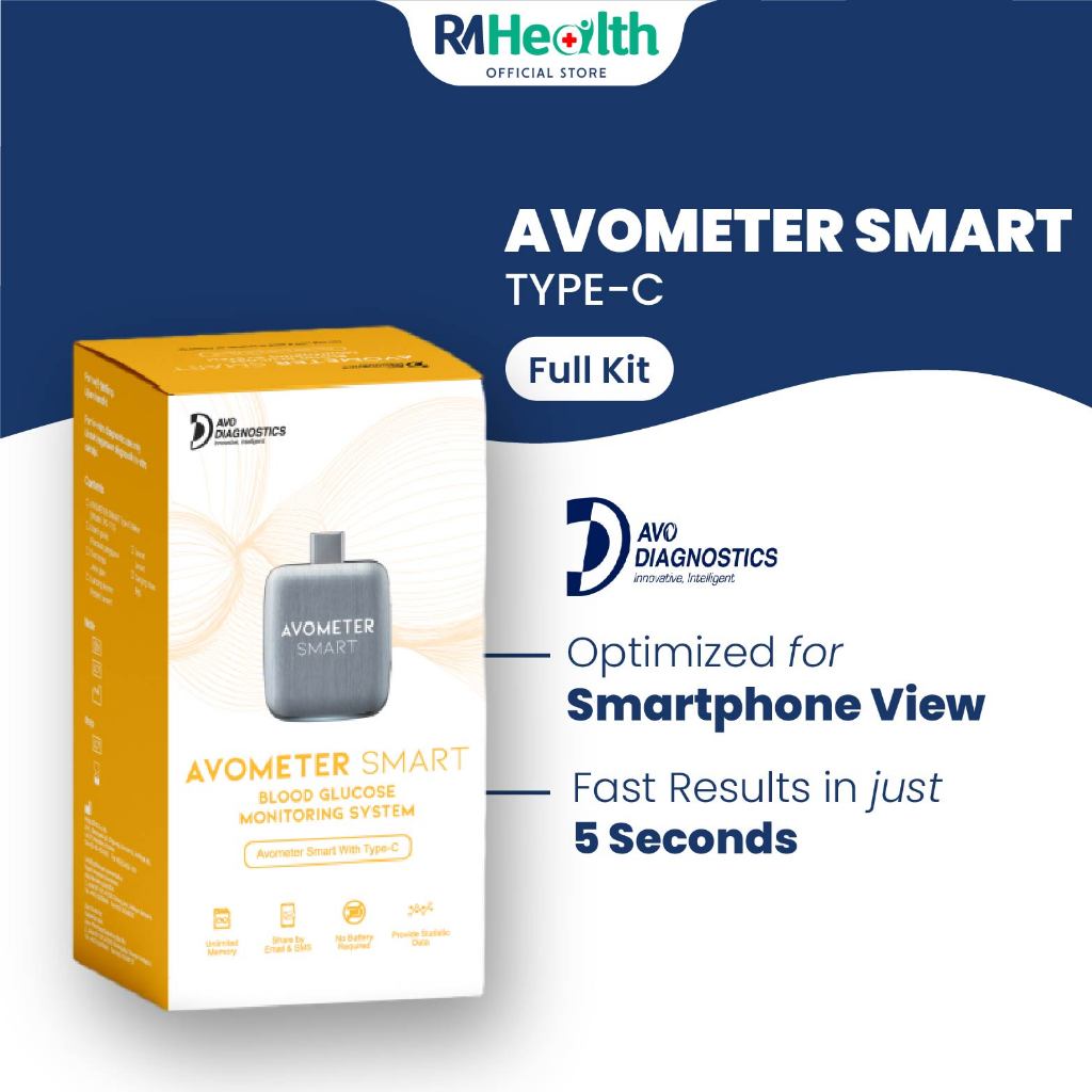 Avometer Smart Type-C (Full Kit) Glucose Meter Alat Cek Gula Dalam ...
