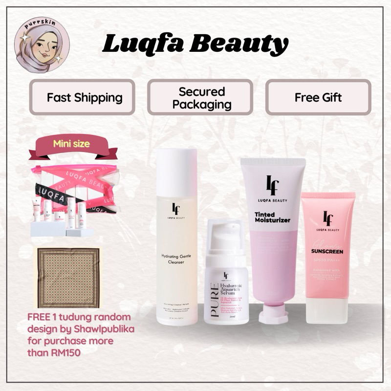 Luqfa Beauty Glowy Sunscreen SPF50PA++ / Hyaluronic Acid Aquarich Serum ...