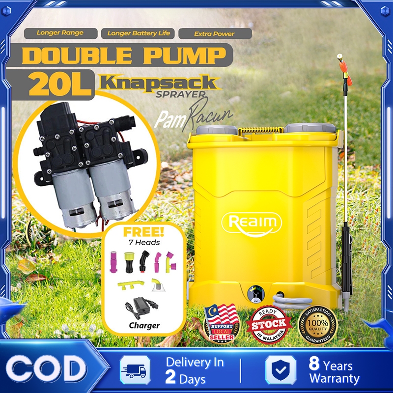 Pam Racun Bateri 20L Double Pump Racun Tong Racun Rumput Electric ...
