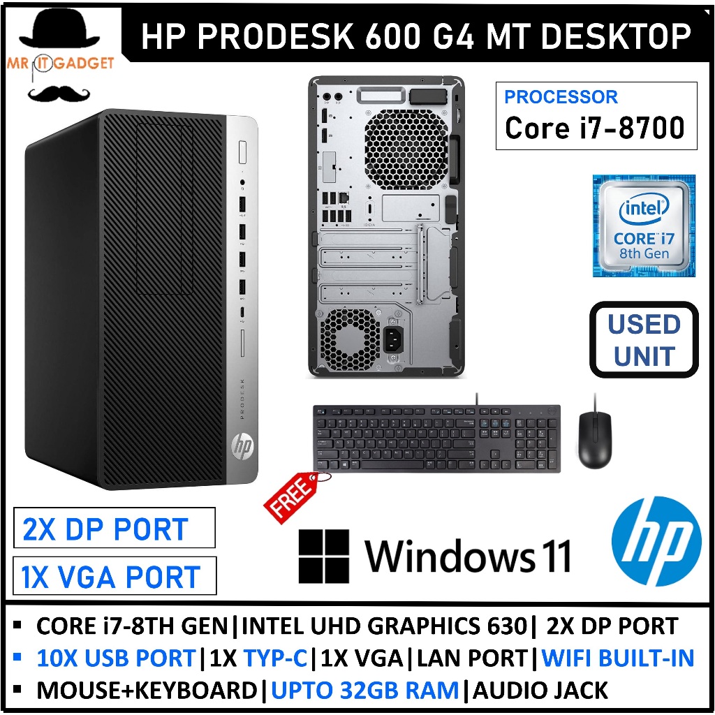 Hp Prodesk 600 G4 MT PC Business Core i7- 8th Gen) 8GB Ram Upgrade Ram ...