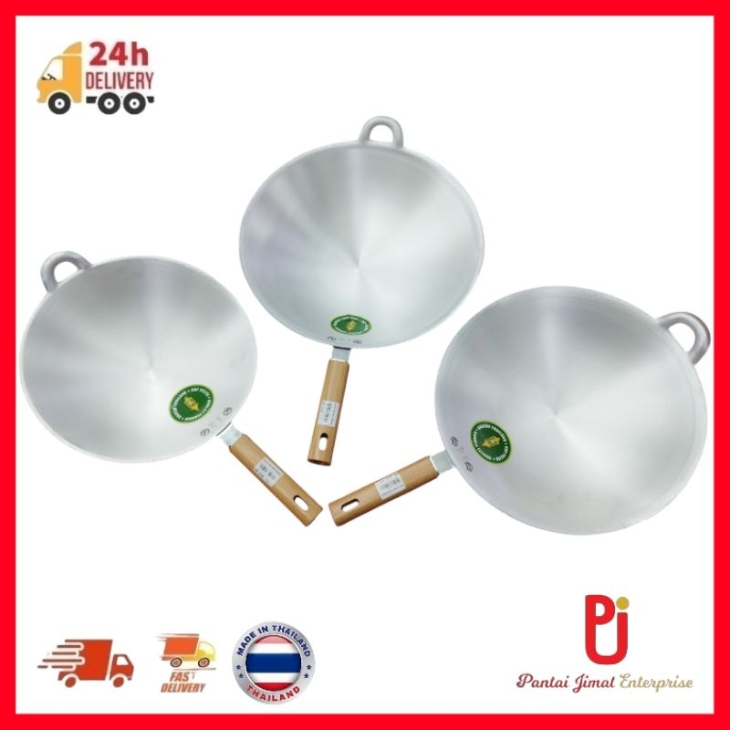 Polished Wok Single Handle/Aluminium Polish Wok With Wood Handle ...
