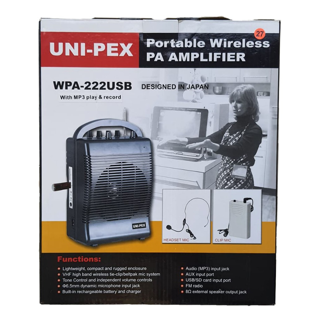 UNI-PEX Portable Wireless Amplifier Headset Mic With Recording (Minor ...