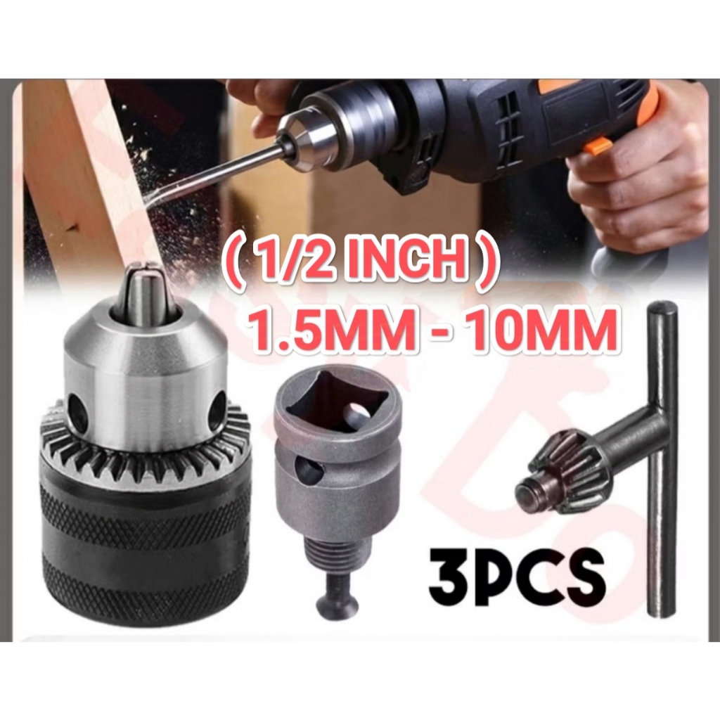 1.5-10mm Drill Chuck Wrench Conversion Adaptor / 1/2inch 20UNF 13mm KEY TYPE DRILL CHUCK WITH ...