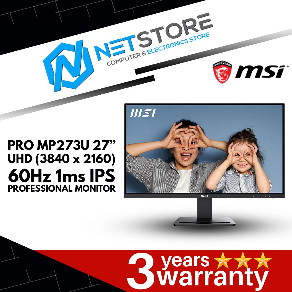 MSI PRO MP273U 27” UHD (3840 x 2160) 60Hz 1ms IPS PROFESSIONAL MONITOR - 9S6-3PB4CH-233 | Shopee ...