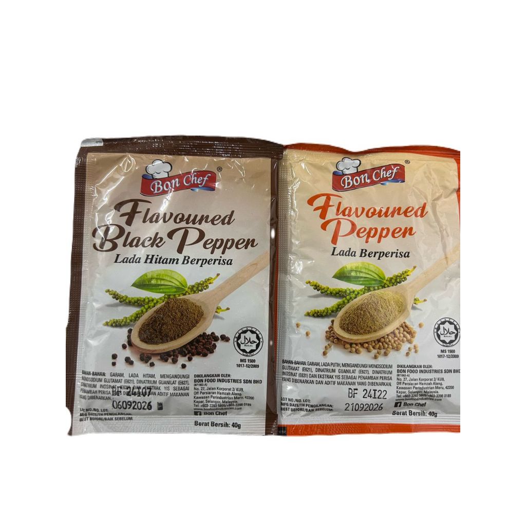 BON CHEF Black Pepper & White Pepper 40gm / Serbuk Lada Hitam & Lada ...