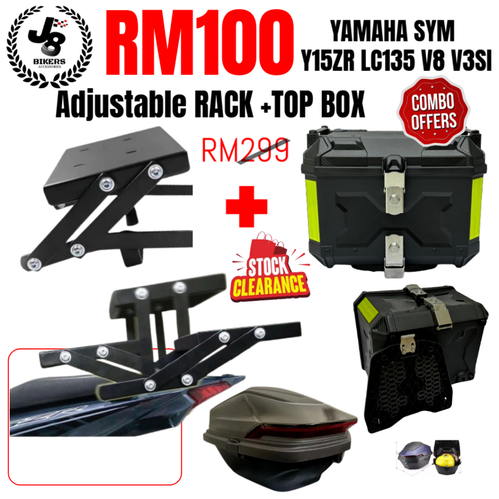 YAMAHA SYM Y15ZR LC135 V8 VF3I Adjustable REAR Rack TAILSTOCK Top Box ...
