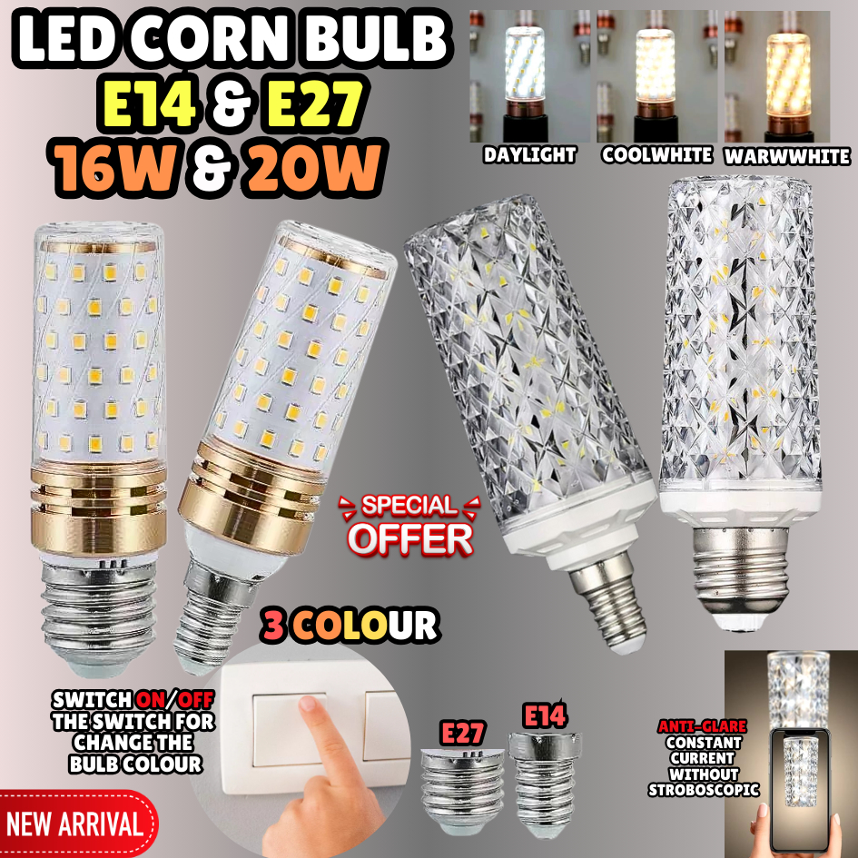 NEW) LED Corn Bulb E14 & E27 3 Colour Bulb 3 Colour Murah lampu 3 colour murah bulb tukar warna ...