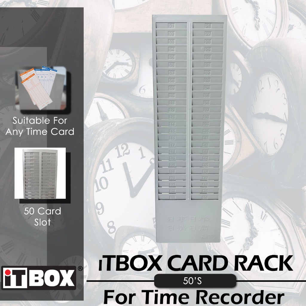 Double Row Time Card Rack 50's Rak Kad Mesin 50 Slots Punch Card Holder ...