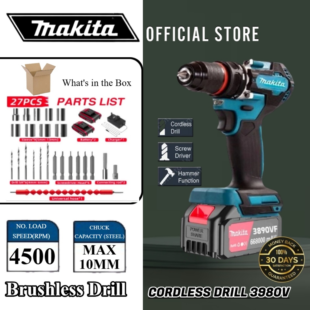 🎁 MAKITA Cordless Drill Set Impact Drill Hammer Drill Screwdriver ...