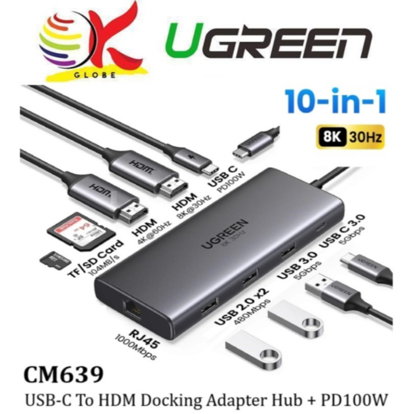 UGREEN CM639 USB-C MULTIFUNCTIONAL DOCKING ADAPTER HUB PD100W ...