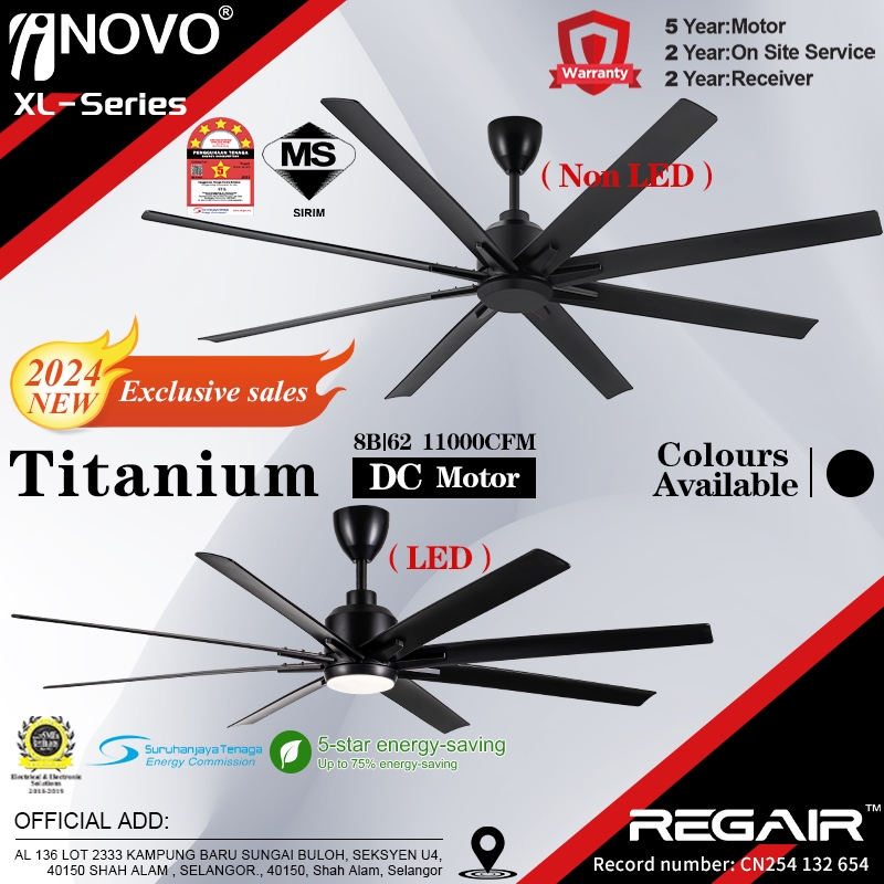 INOVO Titanium62 DC motor ceiling fan 8 Blade 16 Speed Remote 5years ...