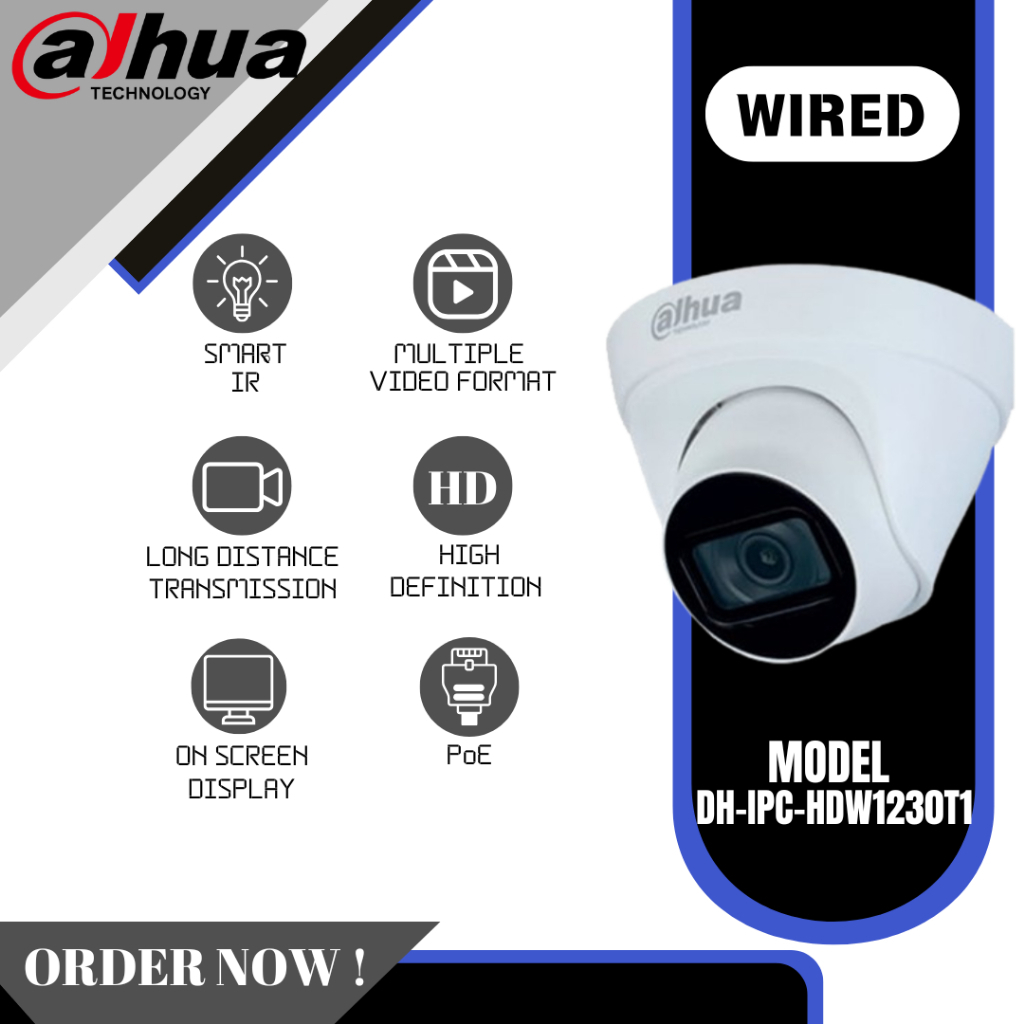 Dahua CCTV Network 2MP IR Fixed Lens 1080 Full HD IP Indoor Dome Camera ...