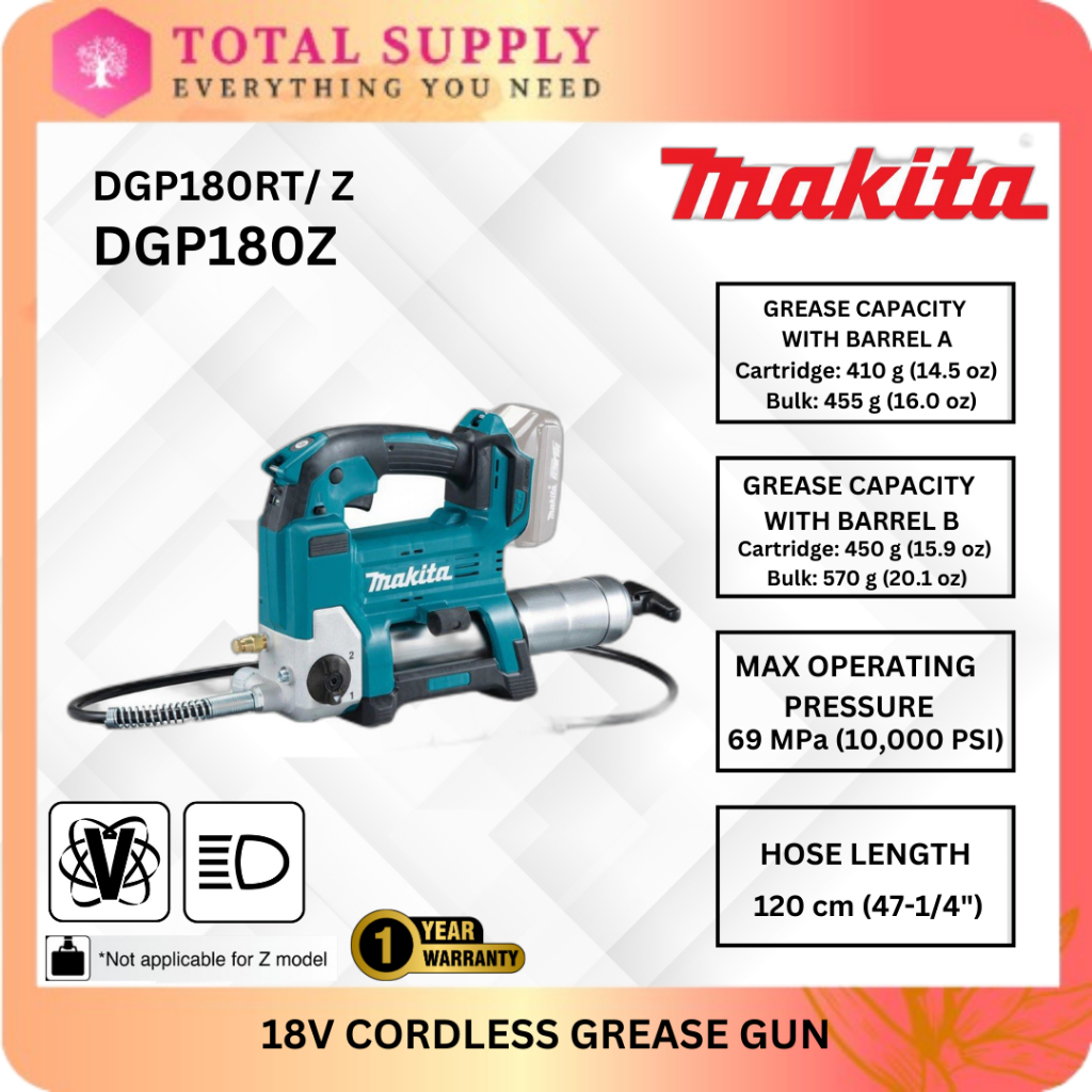 Makita DGP180 Cordless Grease Pump 18V Flow Rate 145~290mL/min Pressure ...