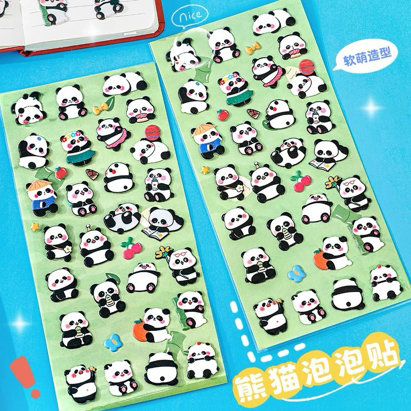3D Panda Cute Stickers Cartoon Laptop Stickers Diary Stickers | Shopee ...