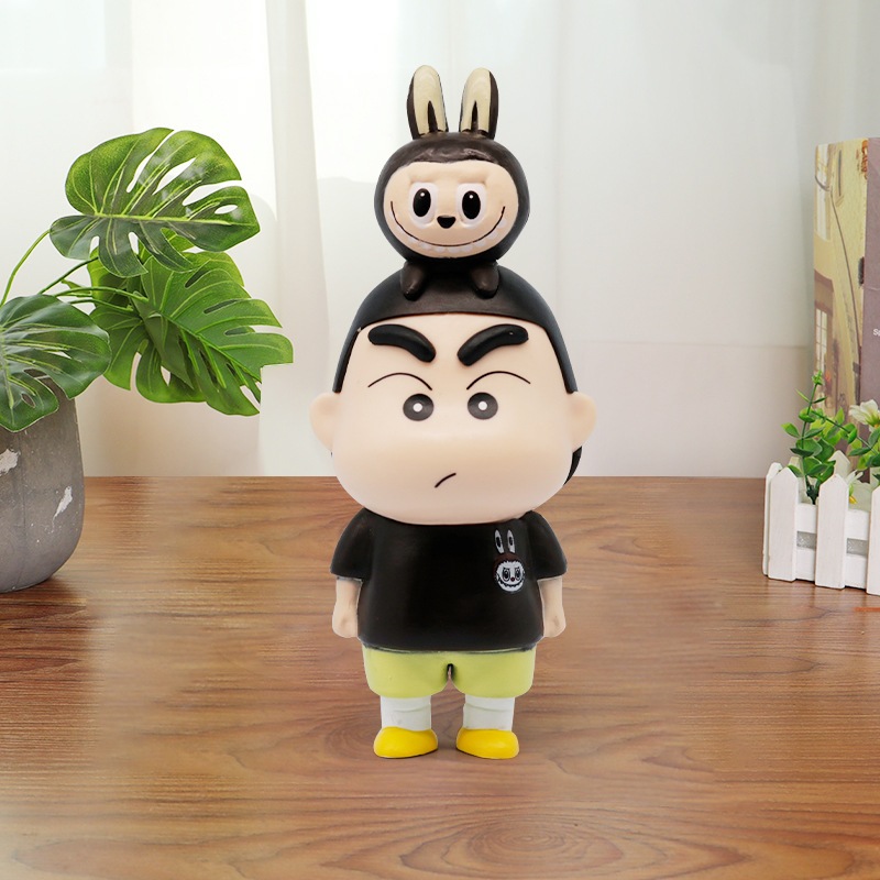 Shin Chan Labubu Figurine 14cm-107gram 蜡笔小新手办 拉布布小新潮玩公仔摆件 | Shopee Malaysia