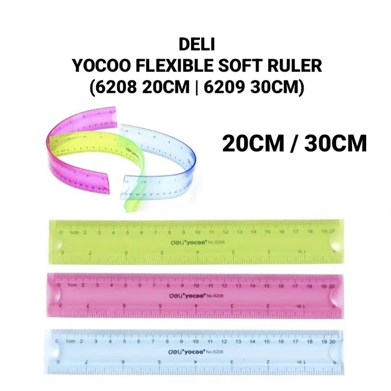 (3PCS) DELI Flexible Straight Soft Ruler | 20CM / 30CM | 弯曲软尺 X 3PCS ...