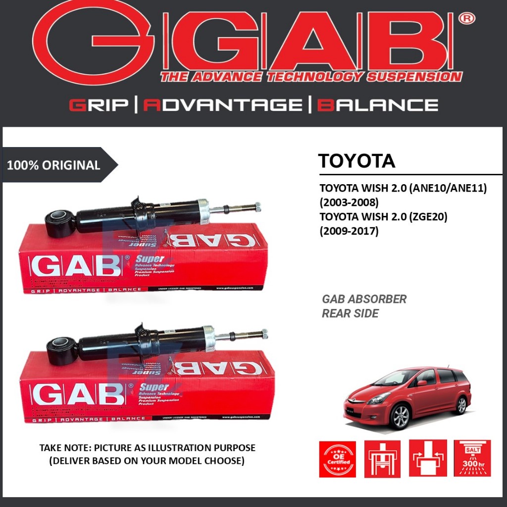 ORI GAB FRONT / REAR ABSORBER -TOYOTA WISH 2.0 (ANE10/ANE11) /TOYOTA ...