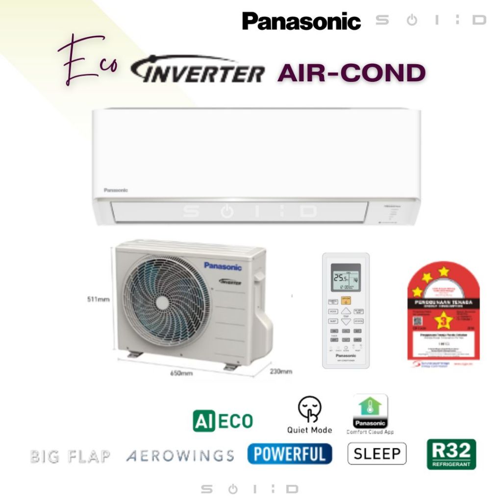 [SABAH ONLY] Panasonic Eco Inverter Aircond 1.0/1.5/2.0/2.5/3.0Hp R32 ...