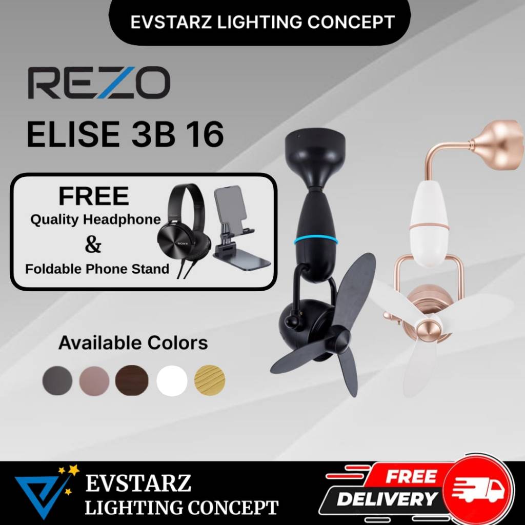 REZO ELISE 3B 16 inches DC Motor Corner Fan Ceiling Fan Wall Fan with ...