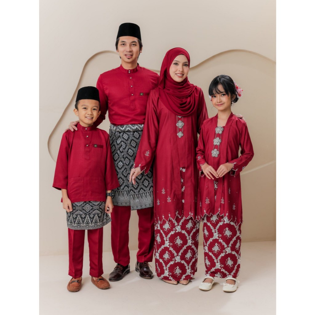 (MAROON) SET FAMILY KEBAYA ELINA DEWASA DAN BUDAK BERSAMA SET BAJU ...