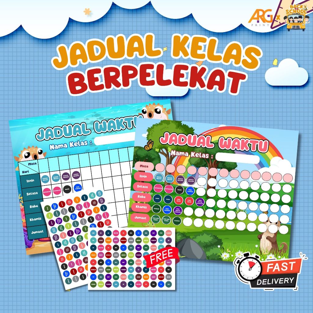 School Timetable Jadual Waktu Murid Sekolah Berpelekat Carta Keceriaan ...