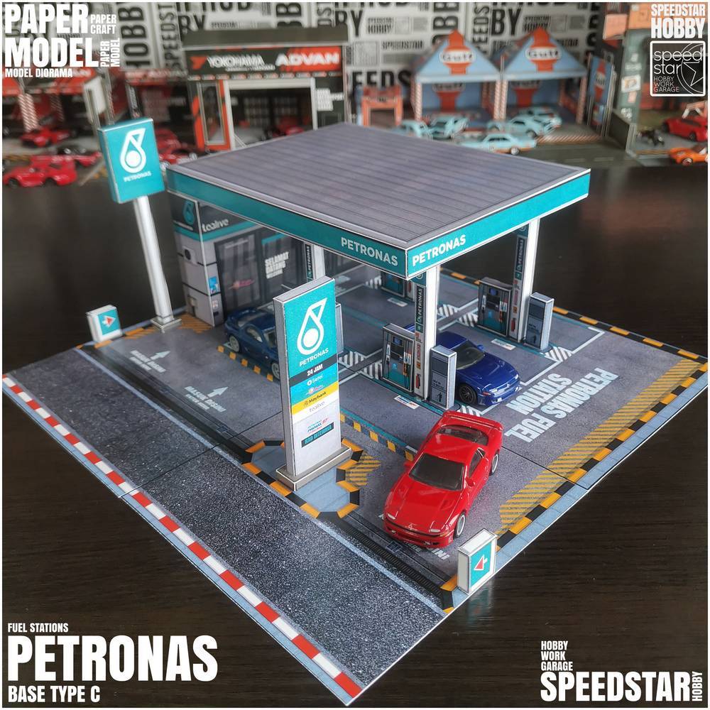 Petronas Fuel Station 1:64 Paper Model - Base Type C - 28 x 28 cm ...