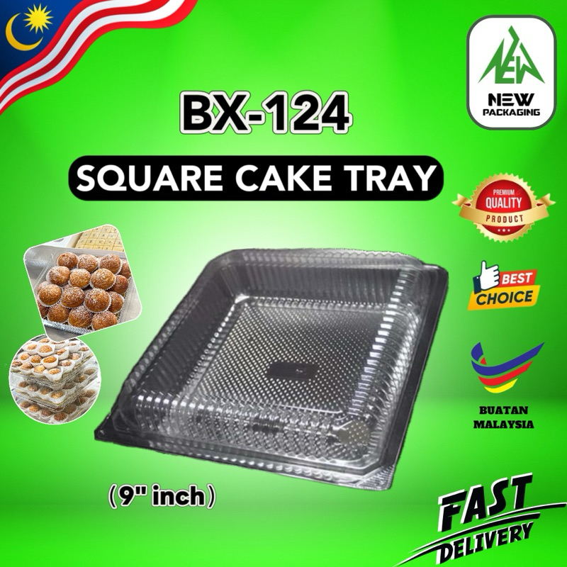 BX-124 9-Inch Square Cake Tray [10pcs] - Disposable Plastic Cake Box ...