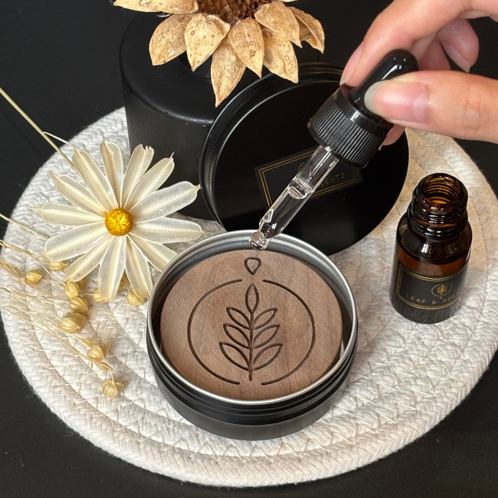 Leaf & Scentz Carved Walnut Wood Aroma Essential Oil Diffuser Home ...